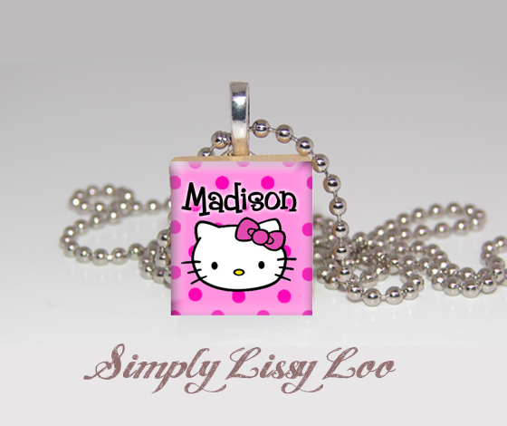 Hello Kitty Personalized Scrabble Tile Necklace on Luulla